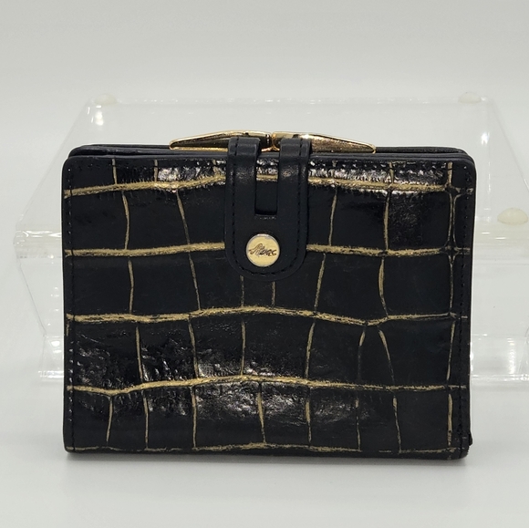 Abas | Bags | Abas Black Gold Alligator Leather Kisslock Wallet Vintage ...